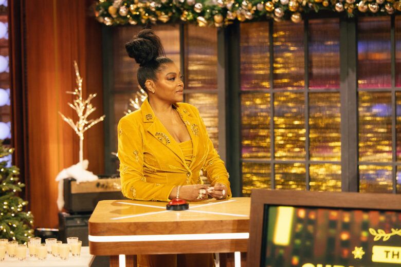 Wardrobe Breakdown: Taraji P. Henson Gold Velvet Suit On Kelly Clarkson ...